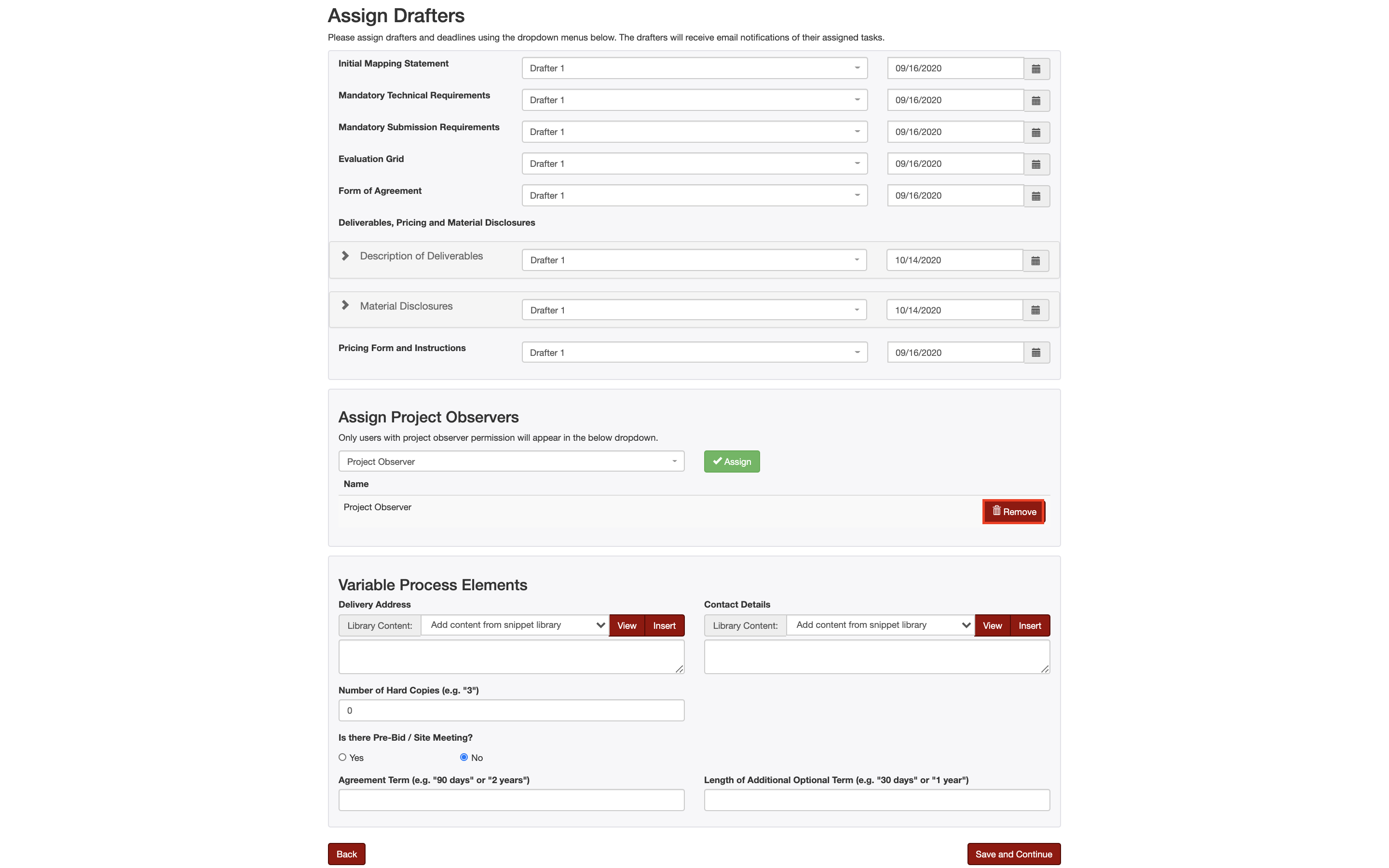 Assigning a Project-Specific Observer – RFx Drafter (Orbidder 2.0)
